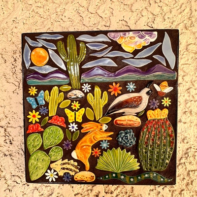 Mosaic Tile Kit, Desert Landscape Mosaic, Southwest Desert, Handmade ...