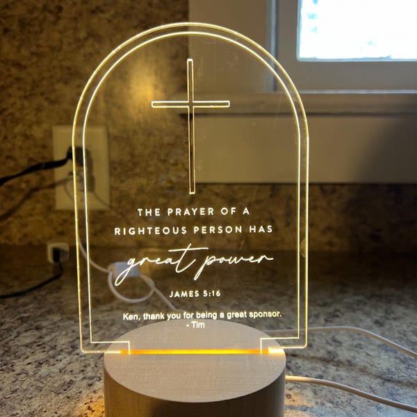 Personalized Christian LED Light for Church & Pastor Gift, Bible Verse ...