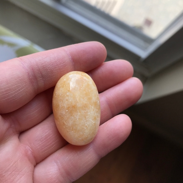 Yellow Calcite Crystal - Tumbled Stone Polished Gemstone / Happiness ...