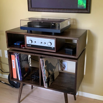 Mid Century Modern Record Console, Turntable Stand, Vinyl Retro Console ...