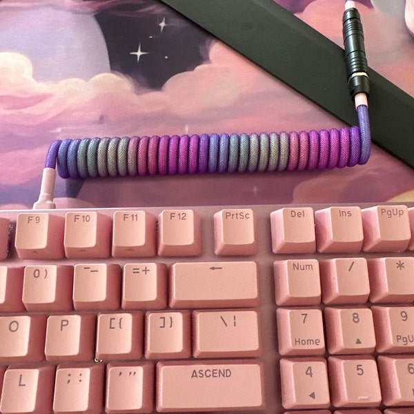 Pink Custom Coiled Keyboard USB Cable Pink Coiled Cable Mechanical ...