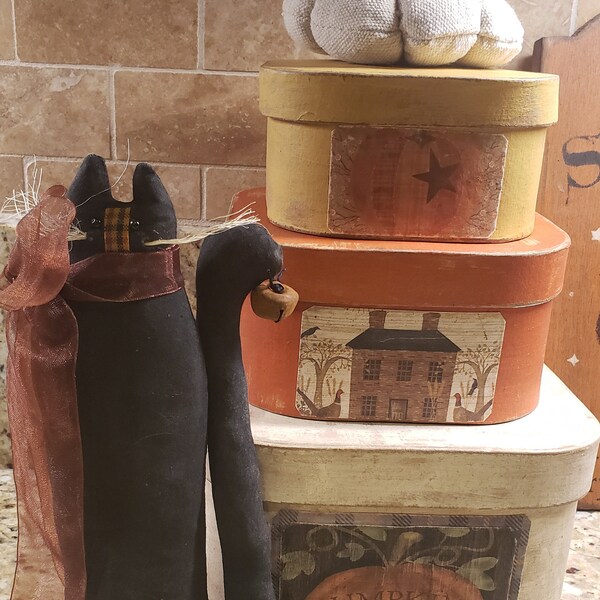 Primitive Paper Mache Chick, Easter Decor, Sage Green Band Pantry Box ...