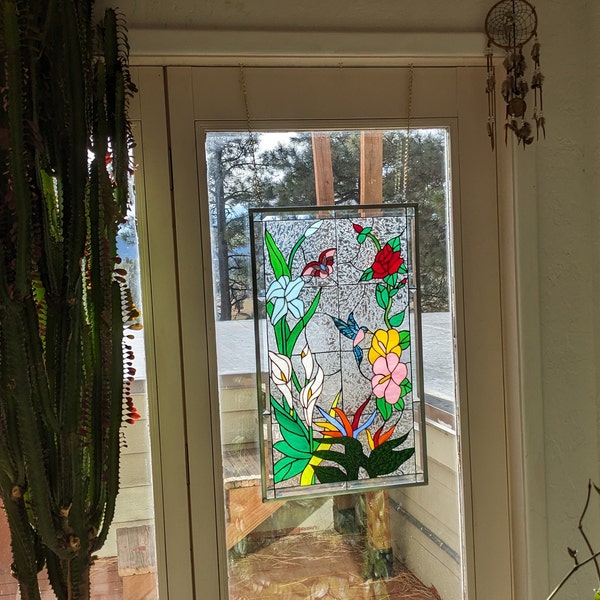 Leaded Stained Glass Window Panel Traditional Vallejo Clear Texture Stained Glass Art Abstract