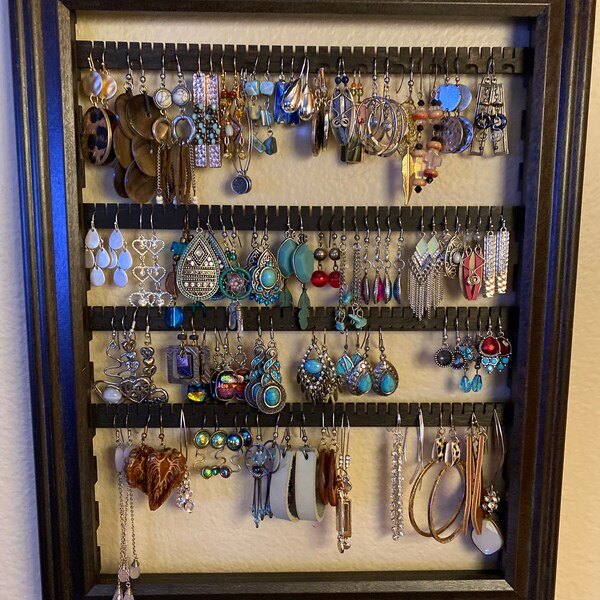 Earring Holder Framed Iorganize® Organizer - Movable Slats - Hoop Hooks ...