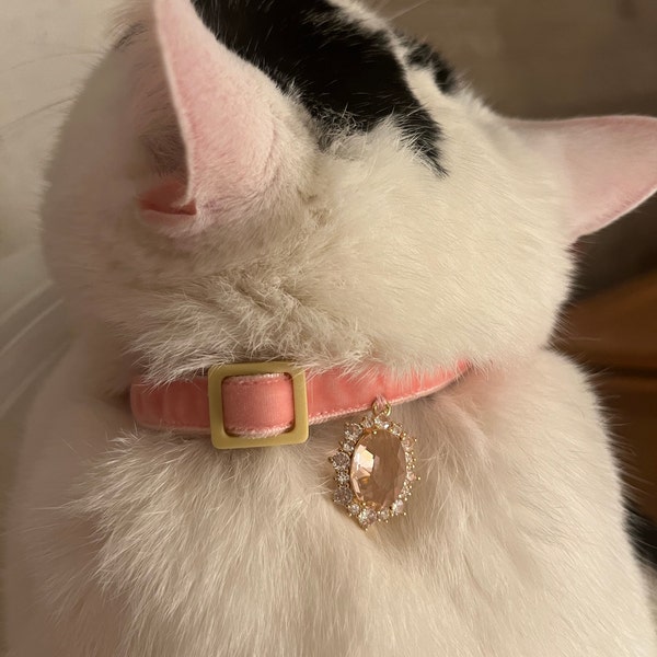 Princess Cat Collar. Rhinestone Cat Collar,pink Velvet Dog Collar ...