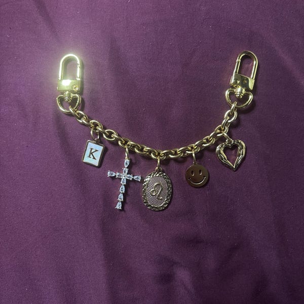Custom Bag Charm, Gold Filled Purse Chain With Multi Charm, Women ...