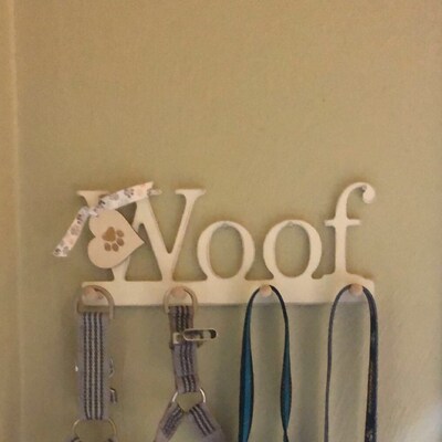 Dog Lead Hanger WOOF, Handmade, Shabby Chic, Gorgeous - Etsy