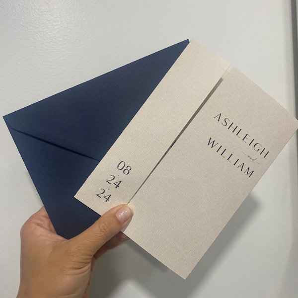 Tonal Gatefold Wedding Invitation. Neutral Invitation Set. Beige ...