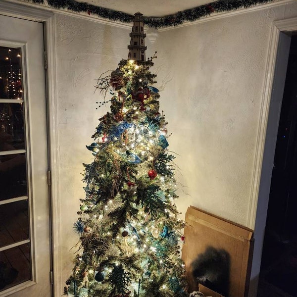 Lighthouse Tree Topper W/led Beacon Light - Natural Wood Finish ...