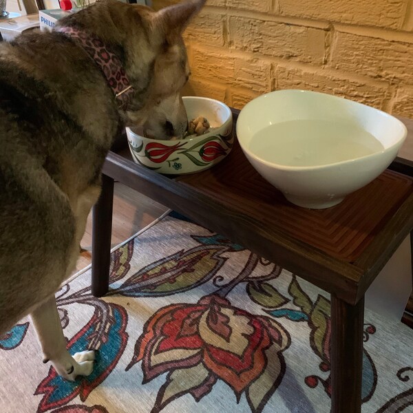 Dog Food Table Stand | Dog Dinner Table | Elevated Rustic Farmhouse Dog ...
