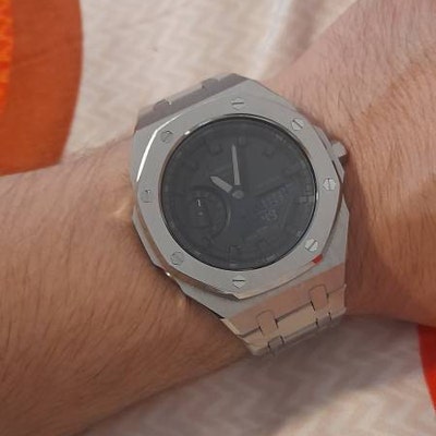 Custom Casioak G-shock Stainless Steel & Black, Casio GA-2100, Gen 5 ...