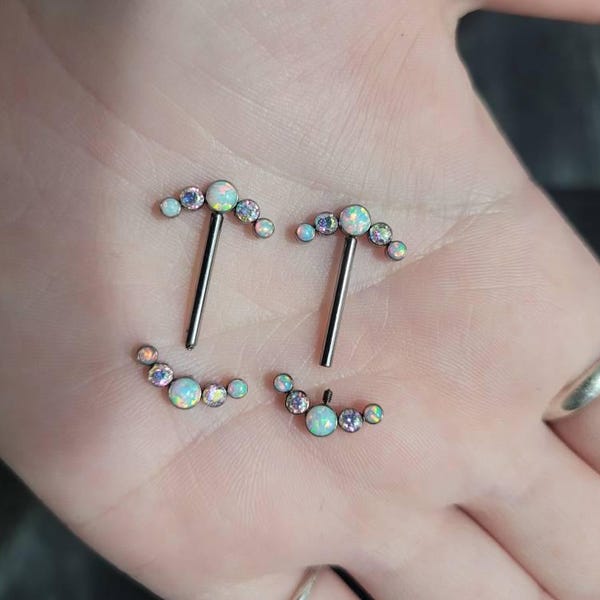 Double Stacked Pearl Split Ring - Nose Ring - 8mm/10mm -nose Ring Hoop ...