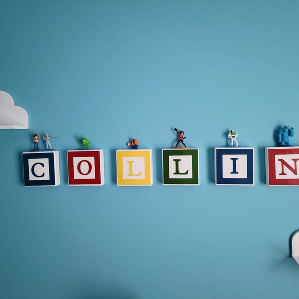 Wooden Name Block Letters . Large Wood Alphabet Blocks . 5" X 5" X 1.25 ...