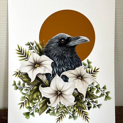 Spotted Towhee Bird Print Blackberry Botanical Realistic Bird Drawing ...