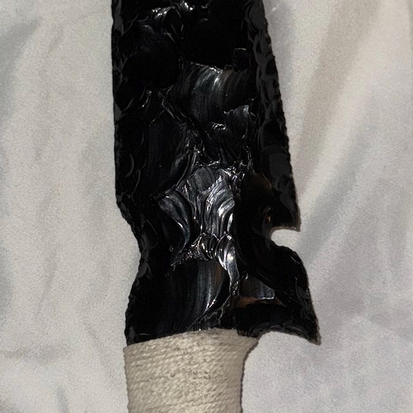 Handcrafted Obsidian Lava Blade Knife: Viking Athame With White Thread ...
