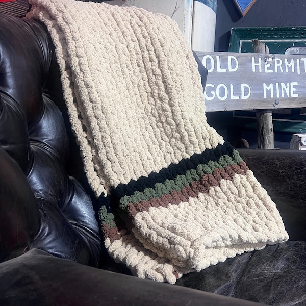 Cabin Fever Chunky Knit Blanket - Etsy