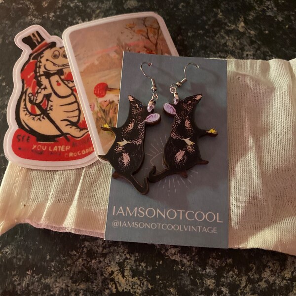 Rat Earrings / Pet Rat Jewelry / Laser Cut Wood Handmade Jewelry ...