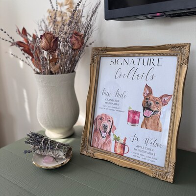 3 Pet Signature Drink Sign, Pet Signature Cocktail Sign, Cat Signature ...