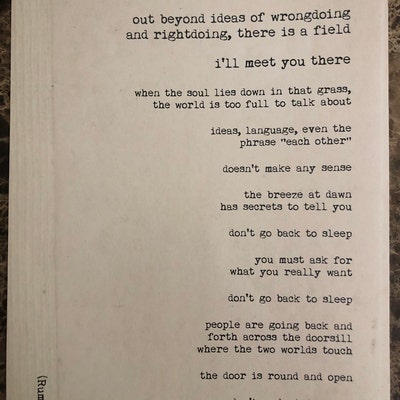 Rumi There is a Field Art Print. Out Beyond Ideas of Wrongdoing and ...