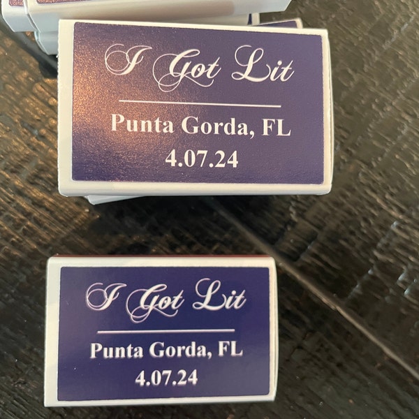 Set of 50 Personalized Matchbox With Labels Ampersand Couples Names ...