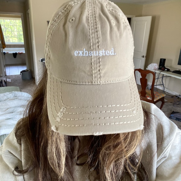 Overwhelmed. Distressed Ball Cap - Etsy