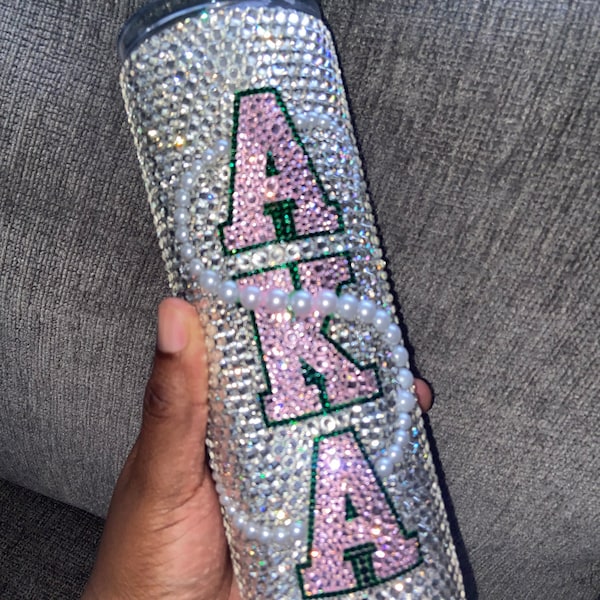 Personalized Alpha Kappa Alpha Bling Tumbler-aka-custom Rhinestone ...