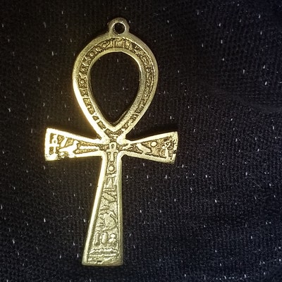 Egyptian Brass Ankh Key of Life Engraved Hieroglyphics Pendant 2.75 - Etsy