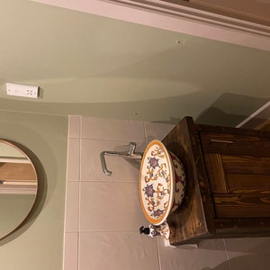 New Solid Chunky Wood Rustic Bathroom Sink Basin Vanity Unit Wash Stand ...