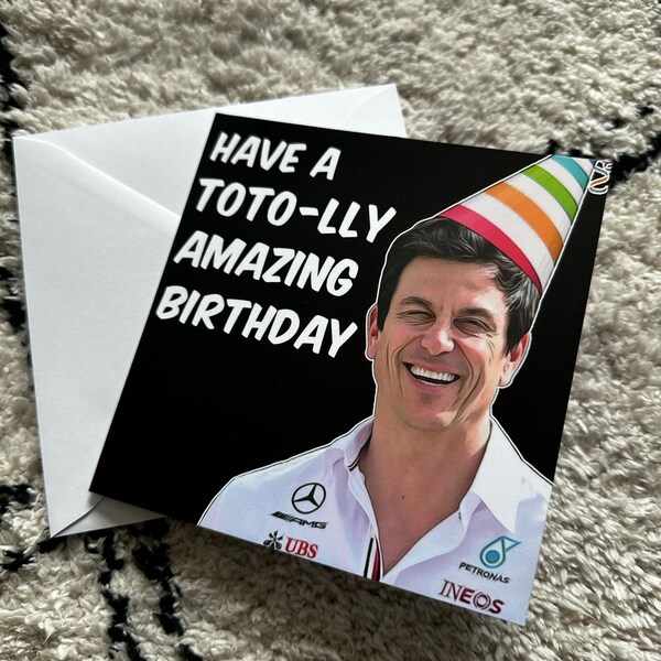 Toto Wolff F1 Formula 1 Birthday Card Racing Gift Ideas Funny Cards for ...
