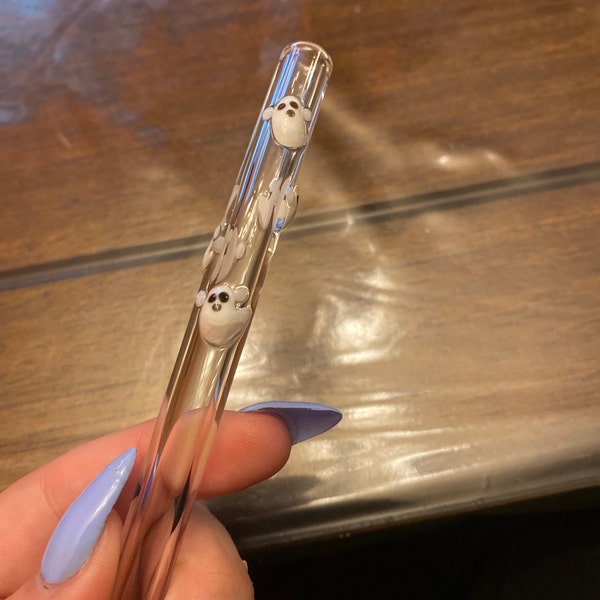 Swirl of Ghosts Glass Drinking Straw With Carrying Case and Brush - Etsy