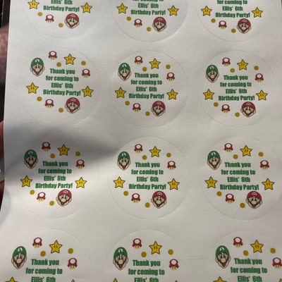 Super Mario Party Stickers, Personalised Stickers, Mario Game Party Bag ...