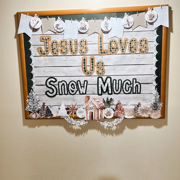 Christmas Bulletin Board Kit | Classroom Decor | Neutral Winter - Etsy