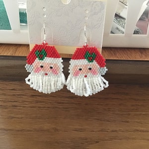Santa Earrings Pattern Christmas Brick Stitch Earrings Dangle Pattern ...