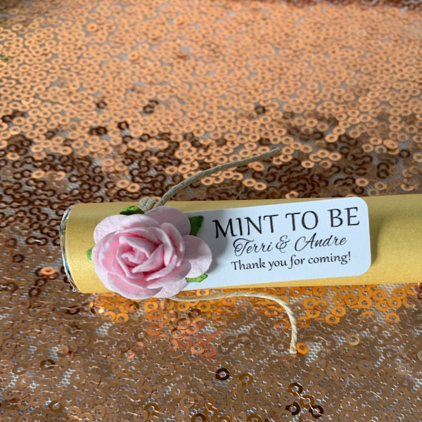 Mint and Gold Wedding Favors, Gold Wrapped Mints With Personalized mint ...
