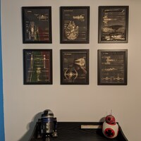 Set of 6 Prints,star Wars,blueprint,parchment,science,student ...