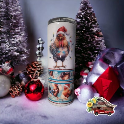 Printed Clear Decal Funny Christmas Chicken Wrapped in Lights - Etsy