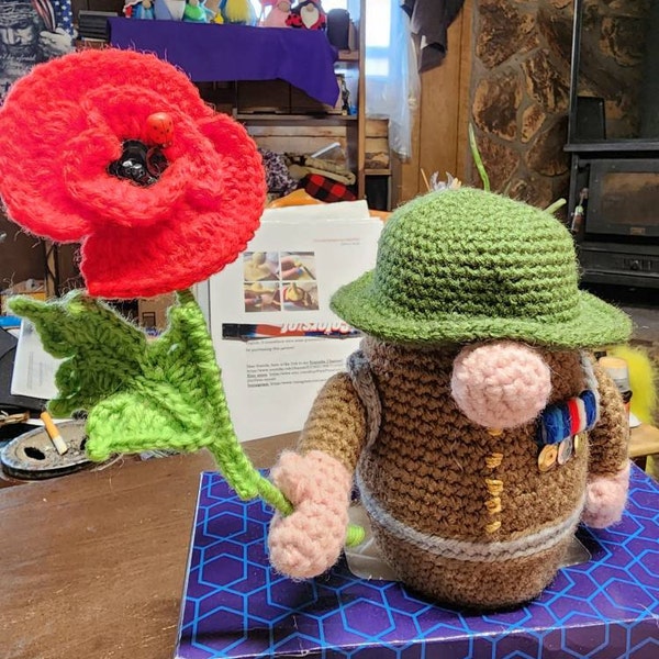 Remembrance Day Soldier With Poppy, Douglas the Gnome Crochet PATTERN ...