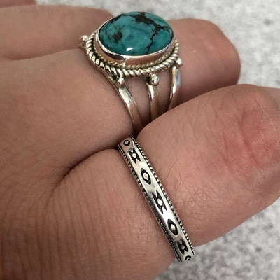 Thin Aztec Band Silver Ring 925 Sterling Silver - Etsy