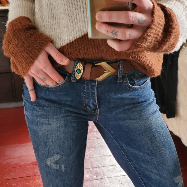 Bohemian Arrow - Brown Leather Belt, Women Belt, Handmade Belt Buckle ...