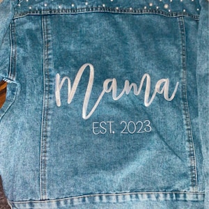 Embroidered Mama Denim Jacket / Mama Jean Jacket / Custom Mama Denim ...