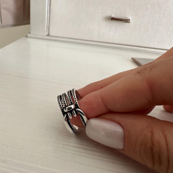 18k GOLD Plated Thumb Ring-chunky Dainty Ring for Women-open Adjustable Ring-weaved Layered Ring ...