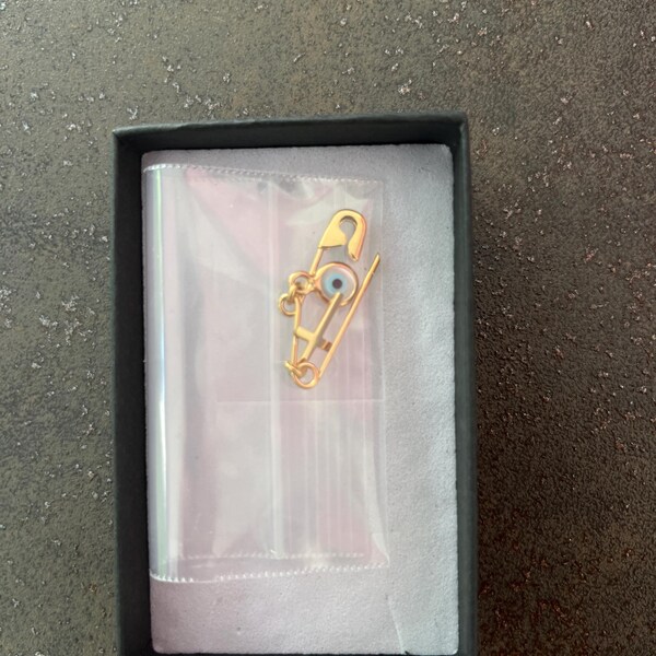 Silver Evil Eye Safety Pin Cross Brooch Baby Shower Gift Baptism Birth ...