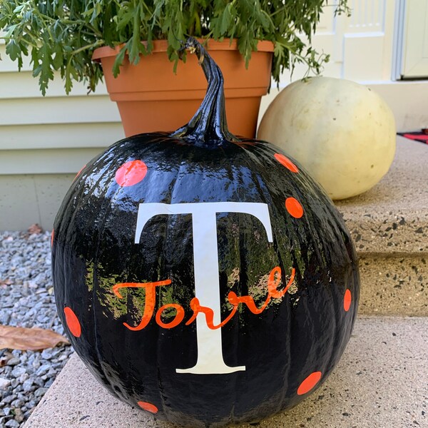 Monogrammed Personalized Name Pumpkin Decal ~ Polka Dot Pumpkin ...
