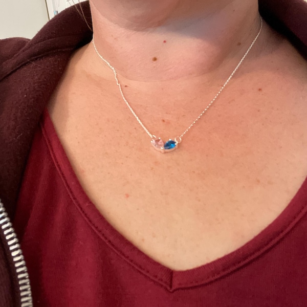 Lovers Birthstone Matching Heart Necklace, Minimalist Birthstone ...