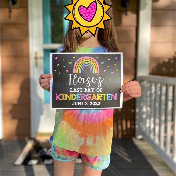 Last Day of School Sign PRINTABLE, Rainbow Last Day of School Sign ...