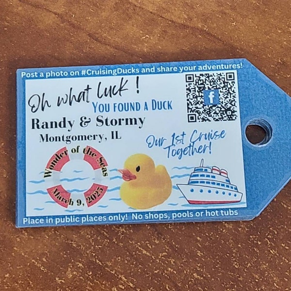 Ship Card Duck Tagds Carnival Cruising Duck Tags Printed Duck Tags ...