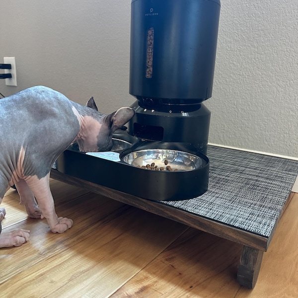 Raised Pine Wood Pet Feeder Stand: Elevated Dog Cat Bowls - Etsy