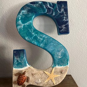Custom Beach Themed Letter Wall Hanging Monogram Initial Surf Art Beach ...