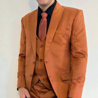 Mens Premium Suite Rust Colored Suit, Custom Made Wedding Suits ...