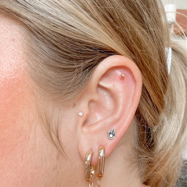 20G/18G Tiny Cartilage Threadless Push Pin Earrings • Gold Conch ...